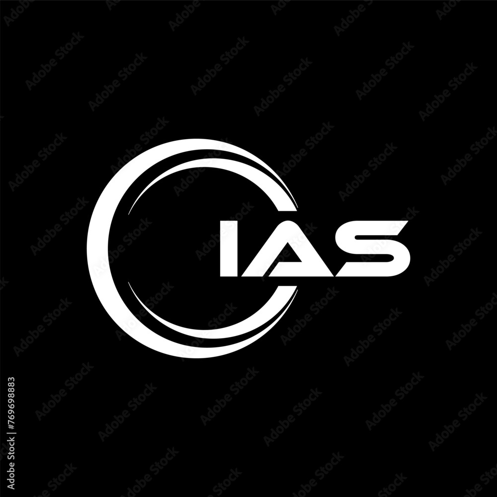 IAS letter logo design with black background in illustrator, cube logo ...