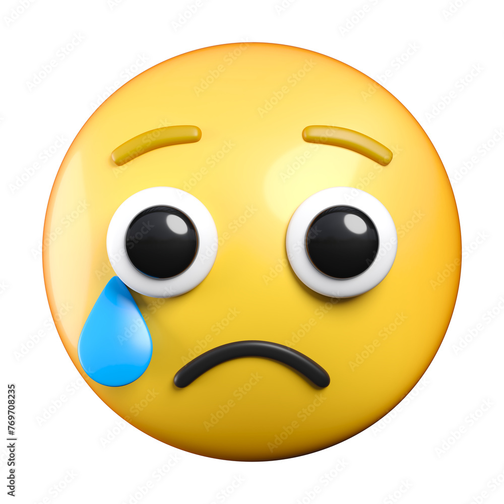 Crying Face emoji, face with raised eyebrows and a slight frown ...