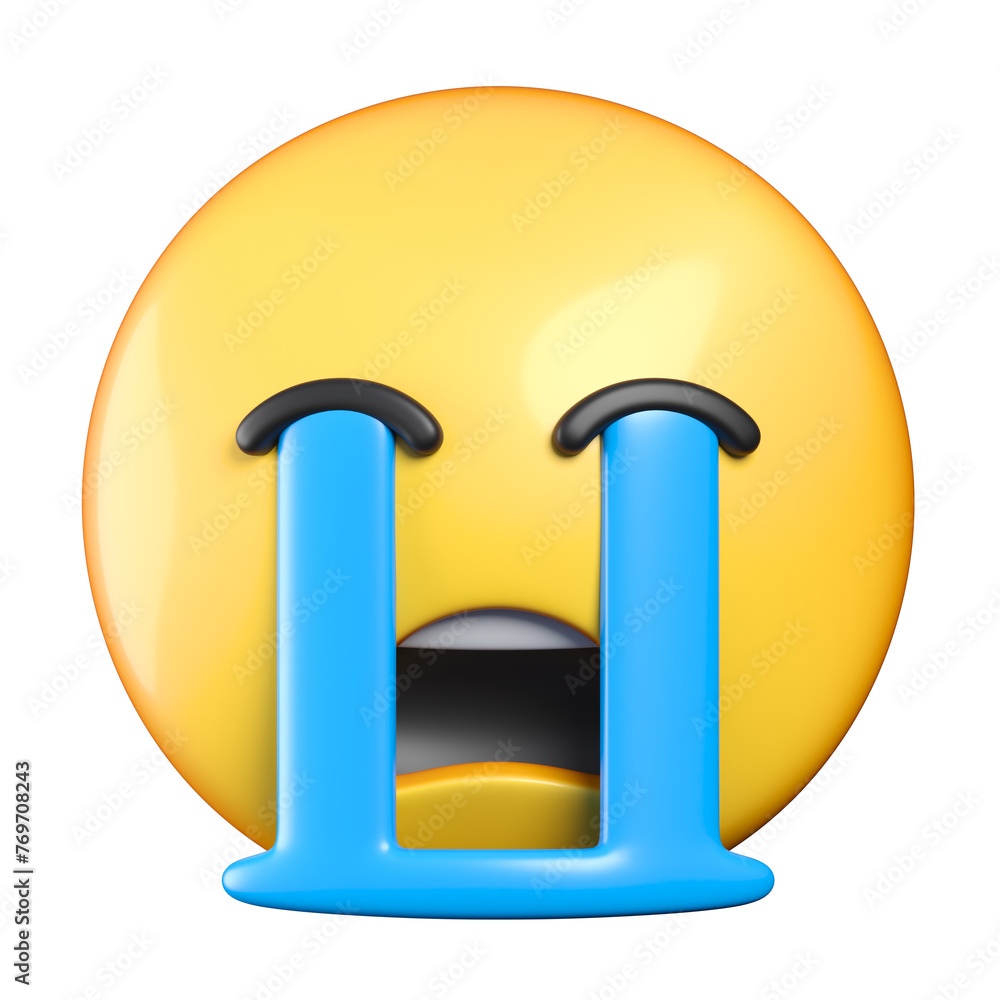 Loudly Crying Face emoji, face with an open mouth wailing and streams ...