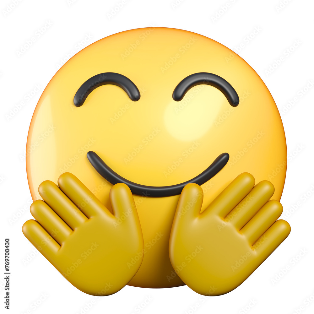 Smiling Face with Open Hands emoticon, a face smiling with open hands ...