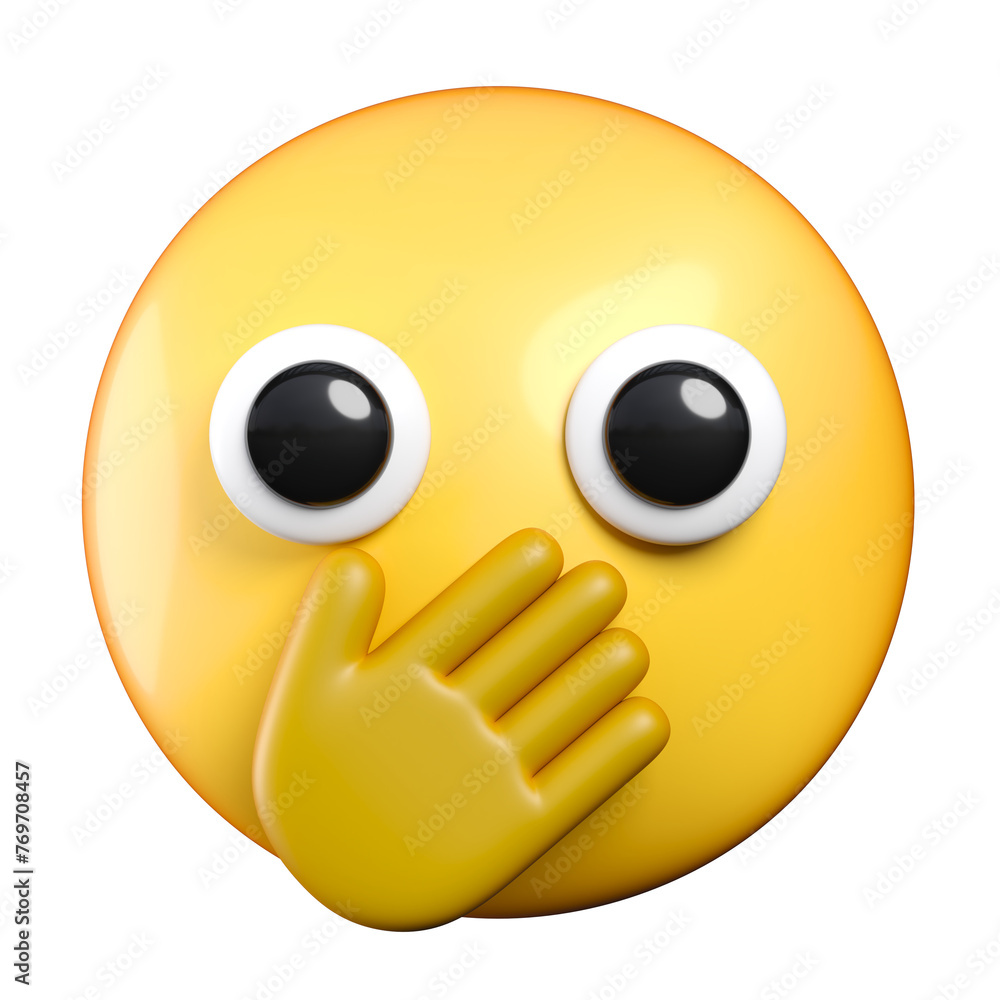 Hand Over Mouth emoticon, a face with open eyes and a hand over the ...