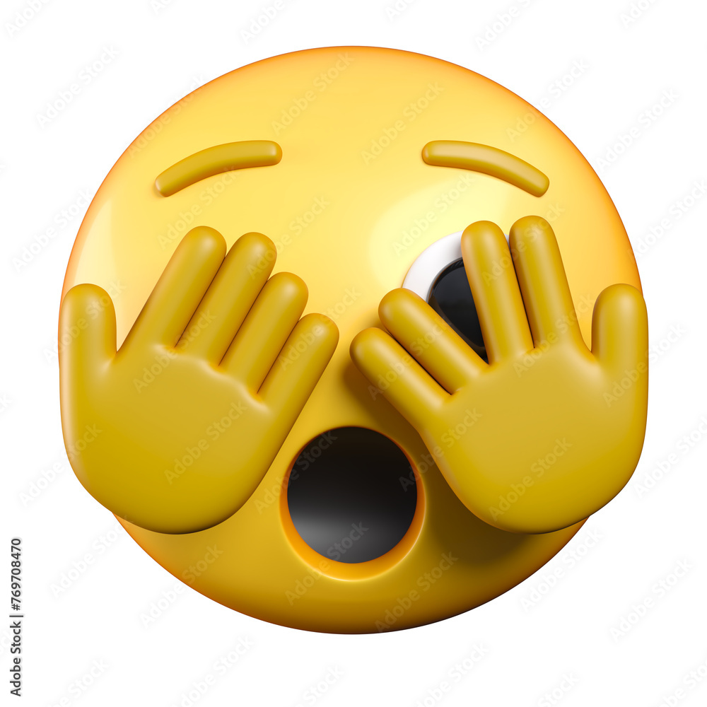 Face with Peeking Eye emoticon, a face with its hands over its eyes ...