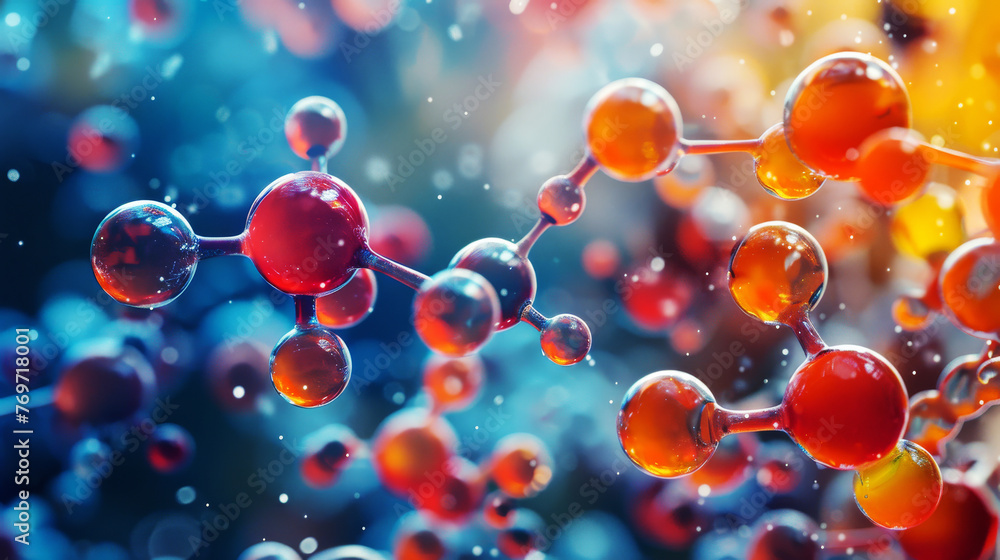 A vibrant illustration of a molecular structure with interconnected ...