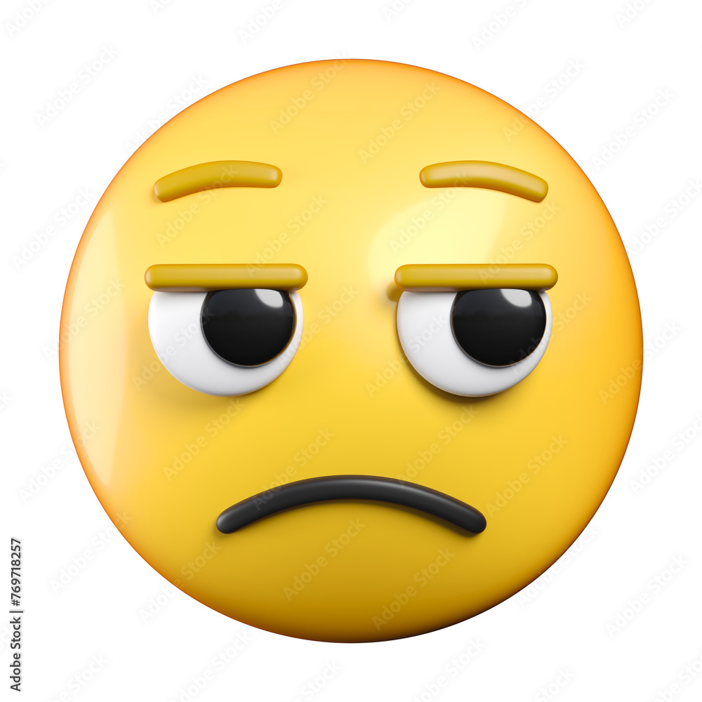 Unamused Face emoji, a face with slightly raised eyebrows, a frown, and ...