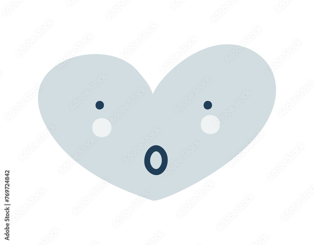 Blue excited heart Emoji Icon. Object Symbol flat Vector Art. Cartoon ...