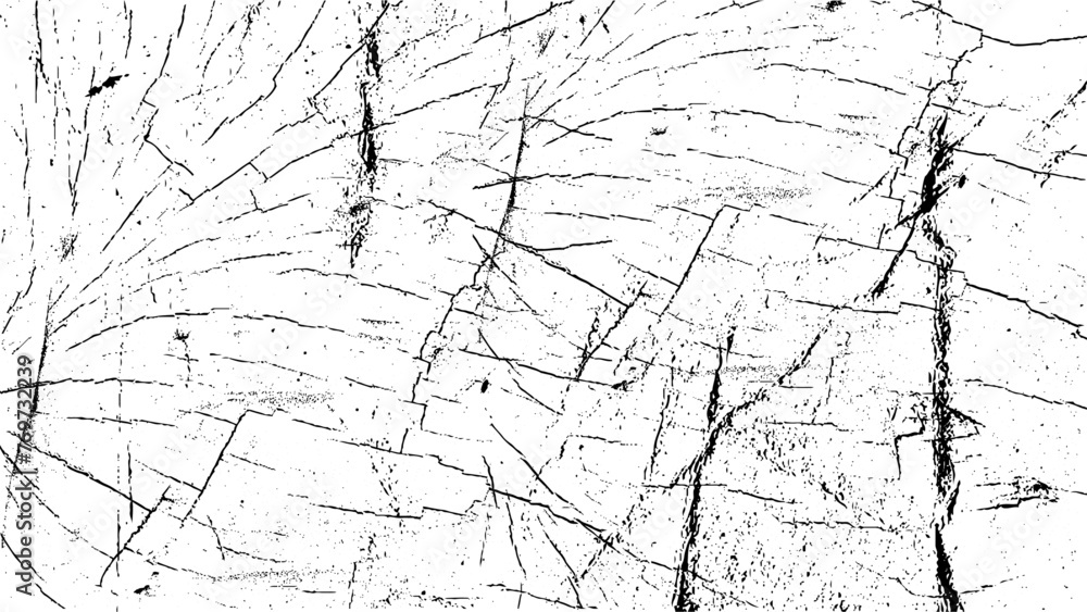 Vector texture with many cracks and scratches. vintage black and white ...