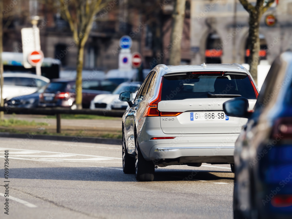 Strasbourg, France - Mar 20, 2024: A Champagne Silver Volvo XC60 SUV ...