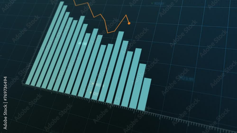 Dynamic 3D bar graph animation with increasing statistics and upward ...