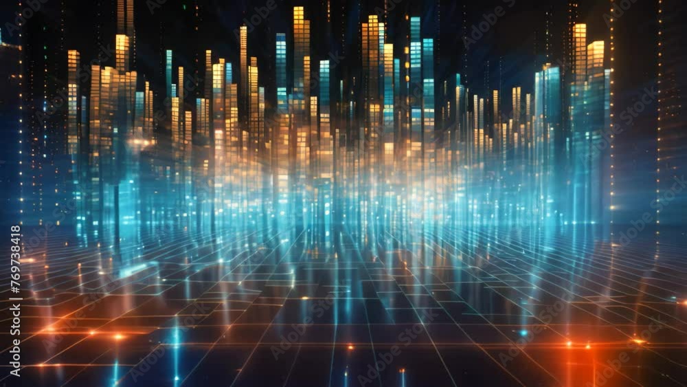 abstract technology background with glowing lines and dots. 3d ...