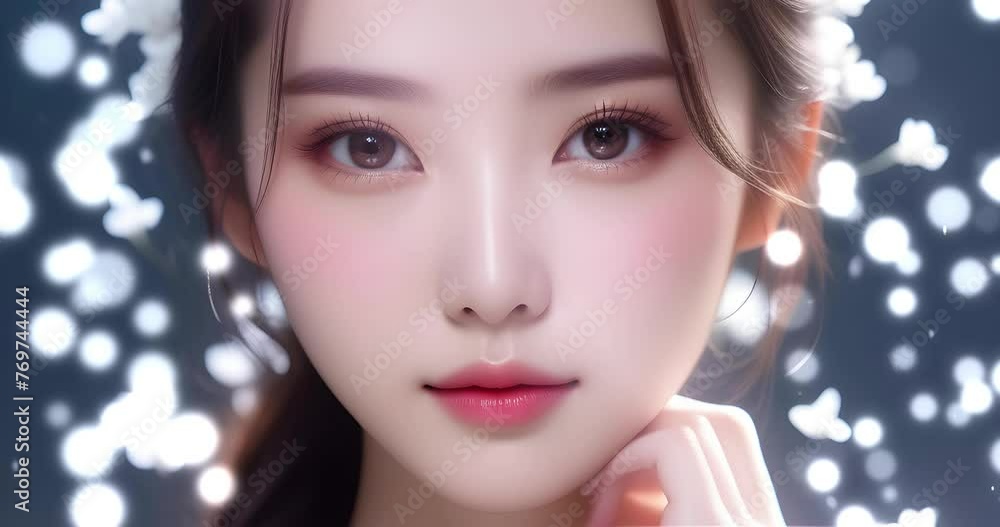 Beautiful and cute Asian girl model's glowing clear and moisturized ...