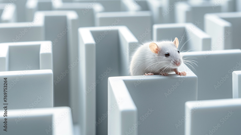 Ratón blanco de laboratorio en laberinto Stock Illustration | Adobe Stock
