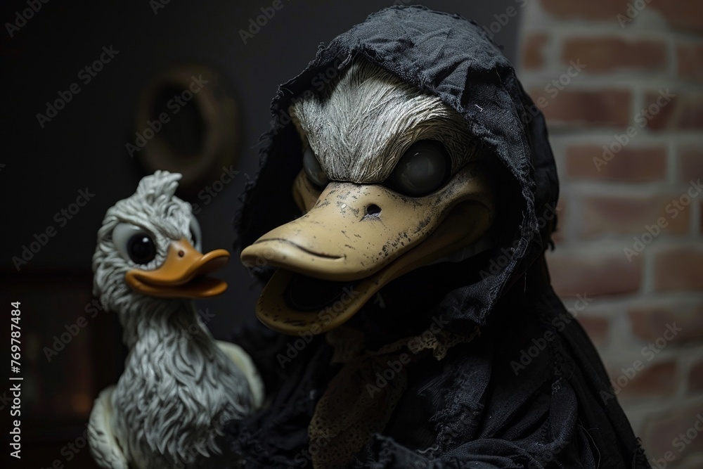 Dutch angle shot as Grim Reaper Duck looms over his next victim with a ...