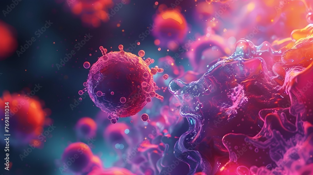 Microscopic View of Colorful and Vibrant Cancer Cells Under the ...