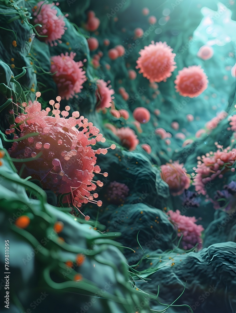 Microscopic view of rapidly dividing cancer cells within a malignant ...