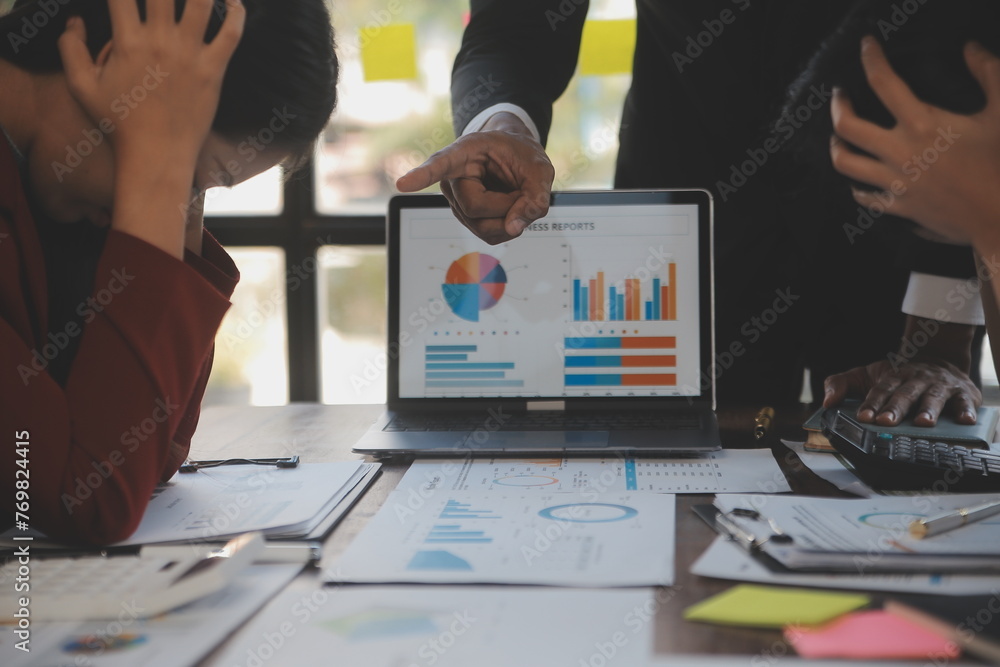 Frustrated upset multiracial business team people sad with bad work ...