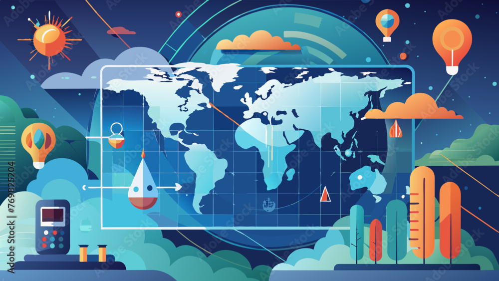 The global weather map displays real-time pressure and temperature ...
