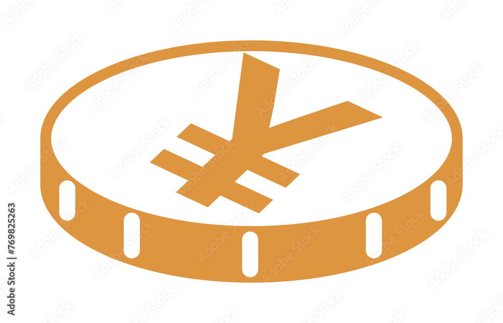 Renminbi Yuan coin on transparent background, illustration of a ...