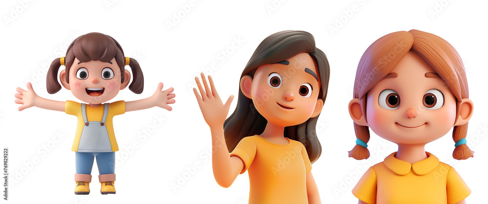 Cartoon Render of a Girl Performing Hand Gestures in a Cute 3D Style ...