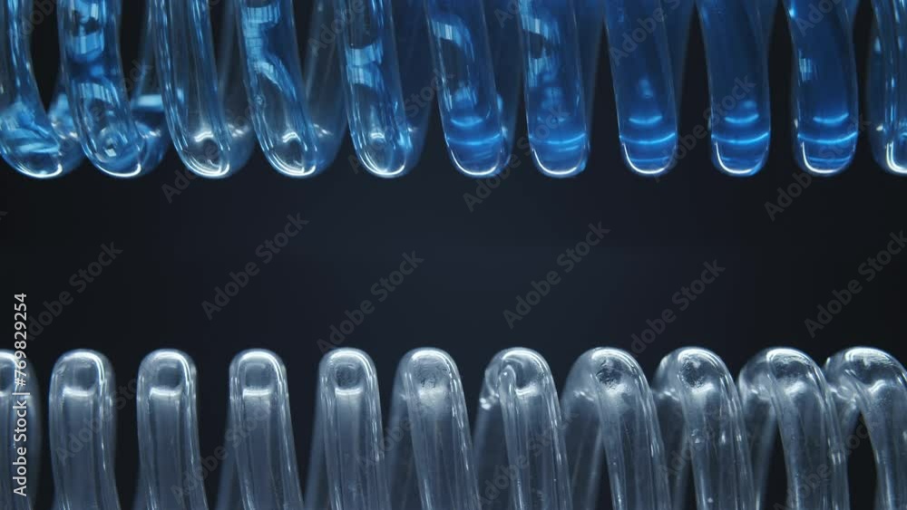 Glass tube with a spiral inside. Chemical reactions. Scientific ...