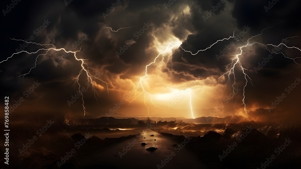 Ominous Heavenly Clash:Dramatic Sky Erupts in a Furious Storm of ...