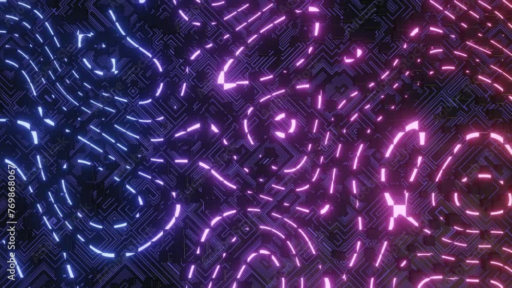 Hi tech pattern on plane surface, neon glow, complex elements and ...