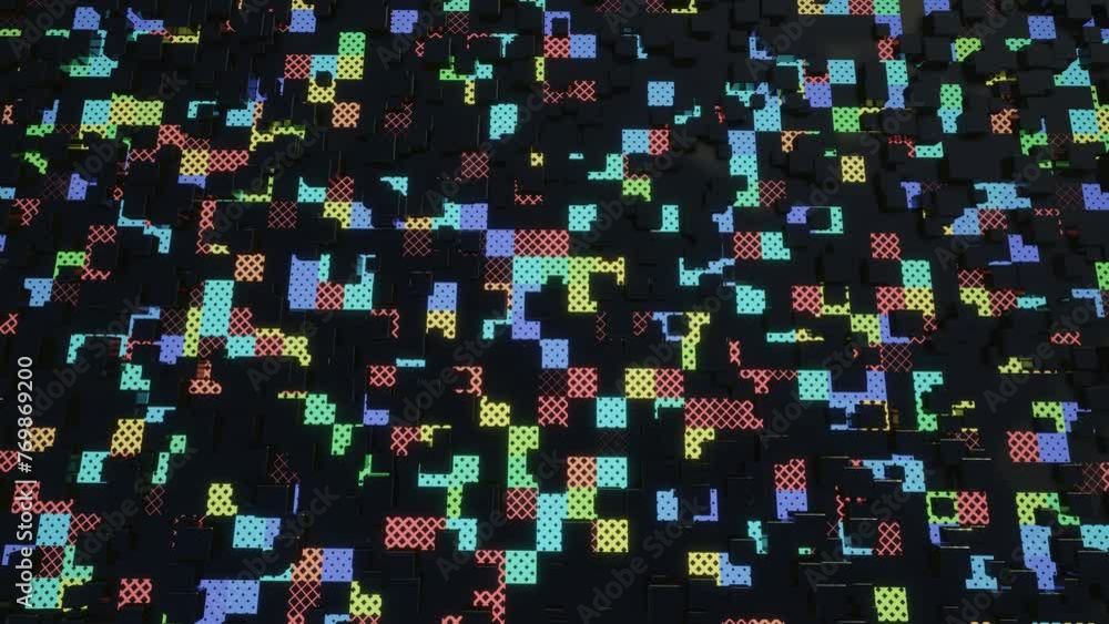 Hi tech pattern on plane surface, neon glow, complex elements and ...