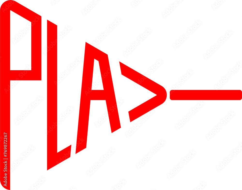 Vector graphic of illustration of text play with play button shape ...