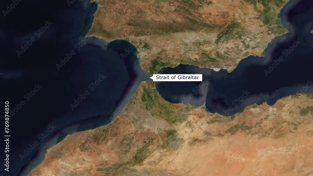 strait of Gibraltar on the world map. strait of Gibraltar connects ...