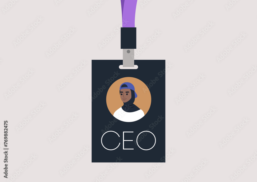 The Visionary Leader, A CEO Face Badge, A lanyard featuring the image ...