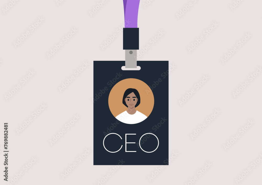 The Visionary Leader, A CEO Face Badge, A lanyard featuring the image ...