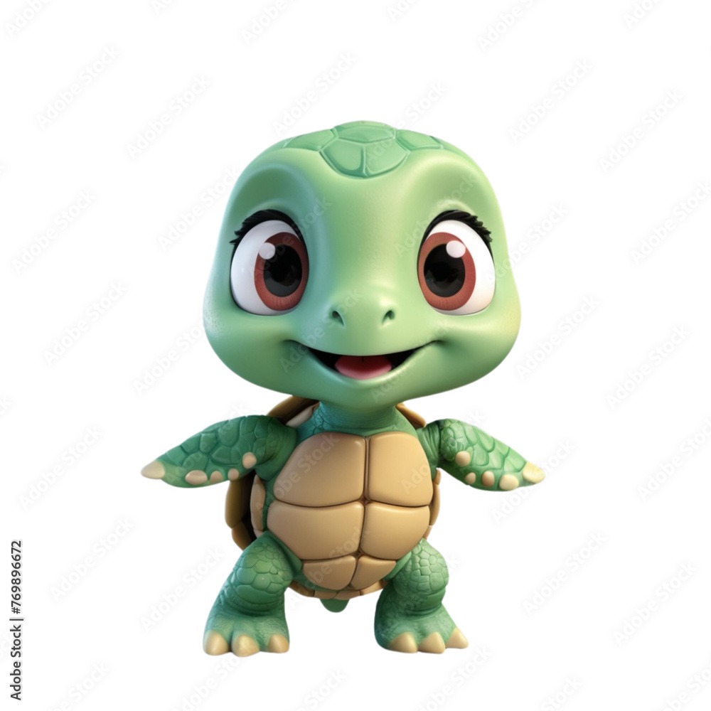 3d rendering of cartoon turtle on Isolated transparent background png ...