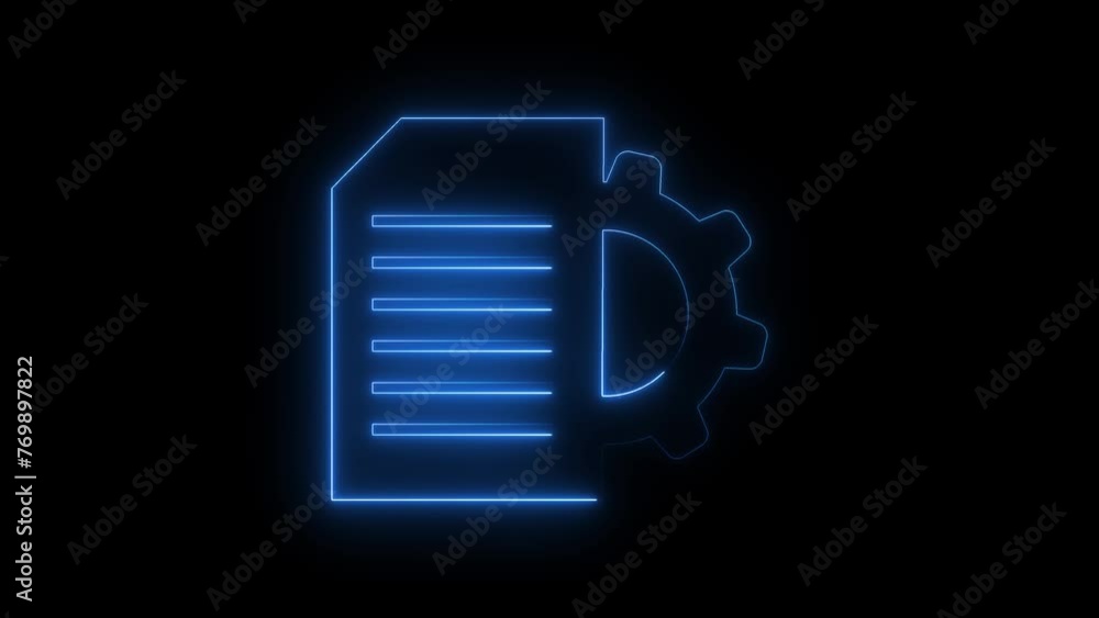 Document Management system concept animation. Neon line folder icon ...