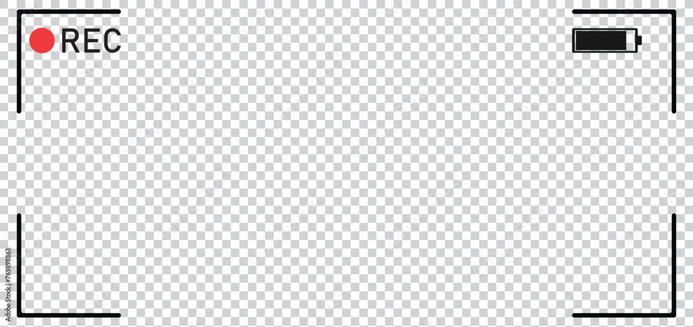 Camera viewfinder rec background vector. Video screen on transparent ...