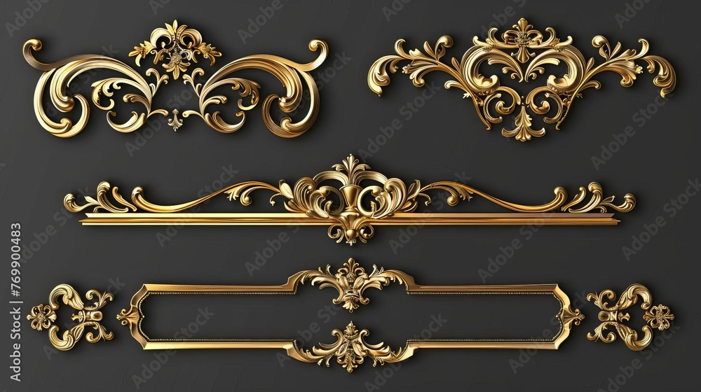 Decorative gold frame banner and label collection, isolated on ...