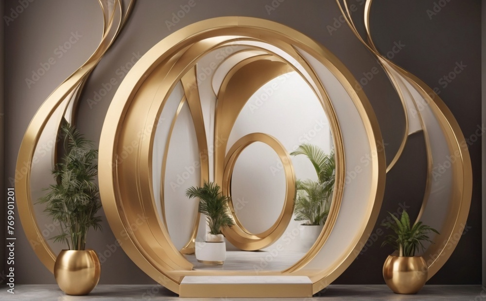 bohemian style. Eco friendly And the bending of the golden round frame ...