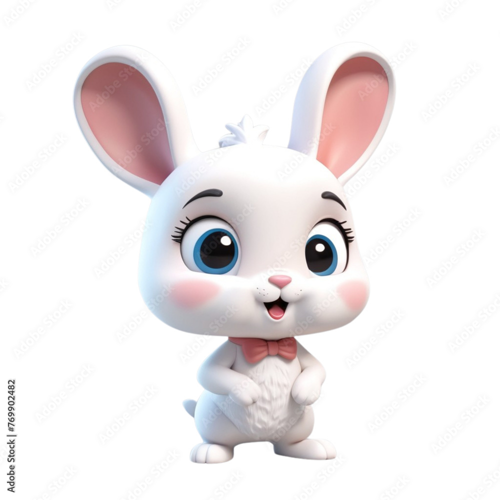 3d rendering of cartoon rabbit on Isolated transparent background png ...