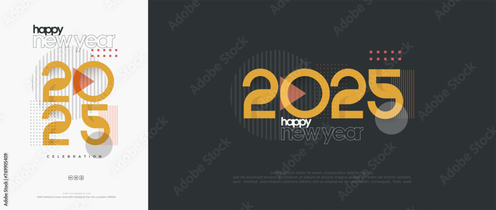 Happy new year poster design for the celebration of 2025. Premium ...