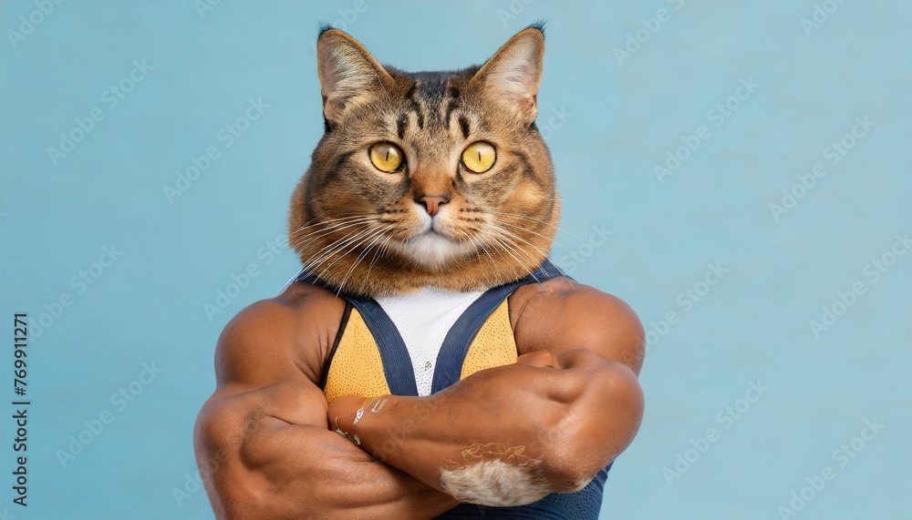 portrait of strong cat body builder super muscles bodybuilder cat with ...