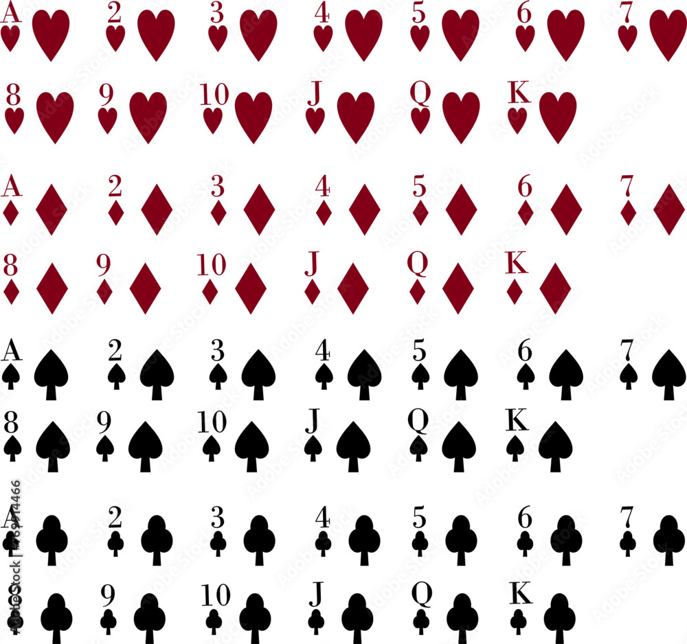 All suits of a deck of playing cards Stock Vector | Adobe Stock