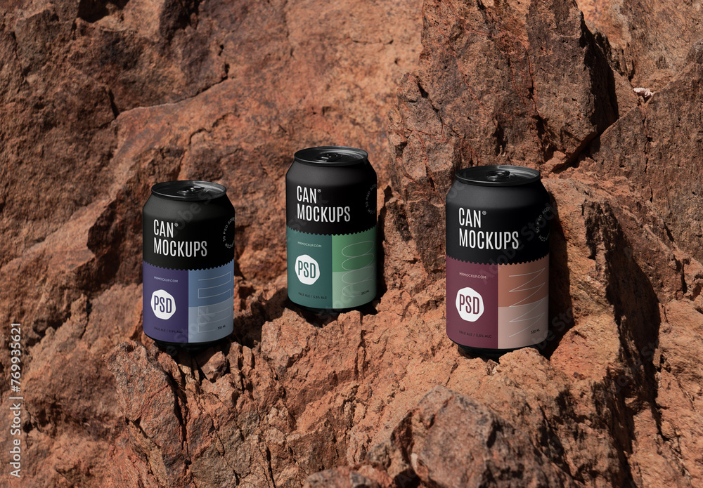 Three Standing Cans Mockup Stock Template | Adobe Stock