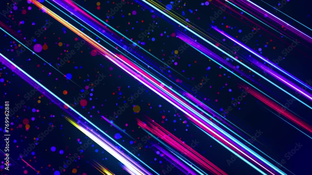 Light streaks or multicolor light trails. Flow of lines form wall. 3d ...