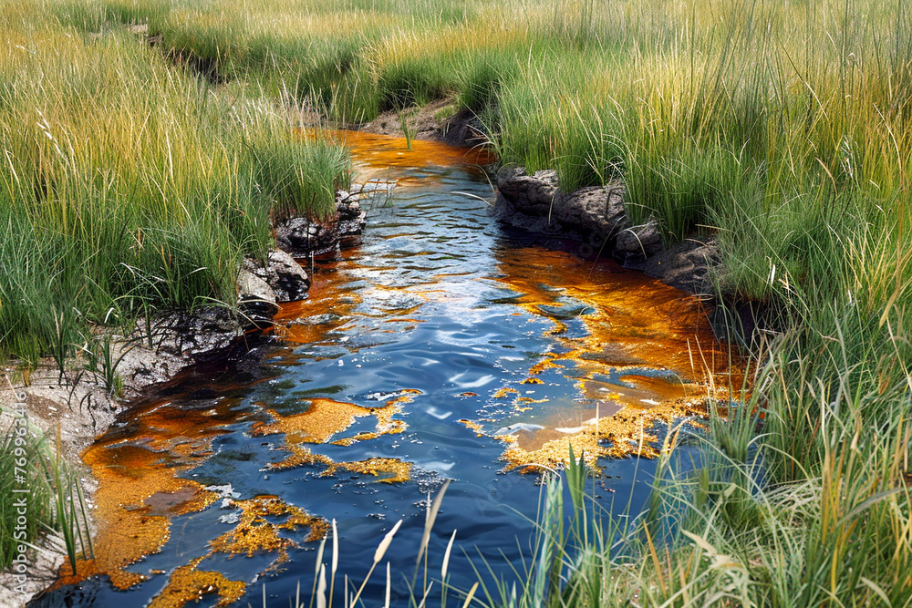 An advanced 3D simulation of bioremediation processes, showing ...