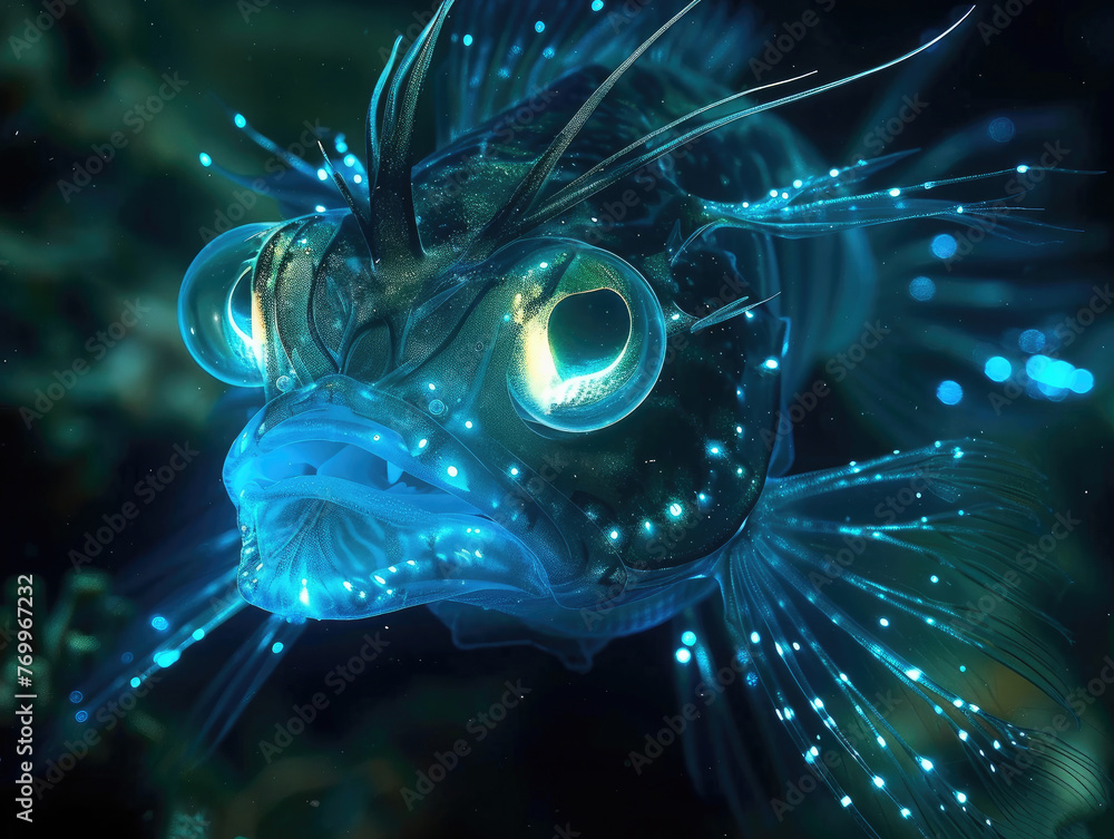 Bioluminescent Beauty: Deep-Sea Anglerfish with Luminous Lure ...