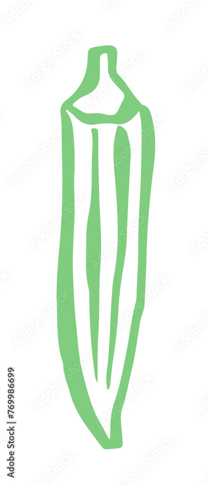 Okra drawing hand painted with ink brush. Png clipart isolated on ...