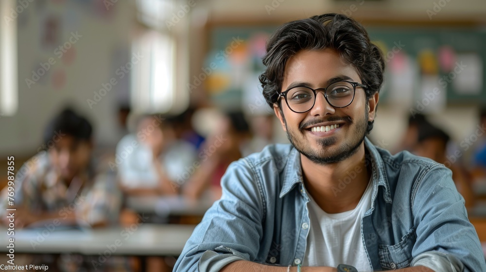 Academic Excellence: Ultra-Realistic Image of Handsome Indian College ...