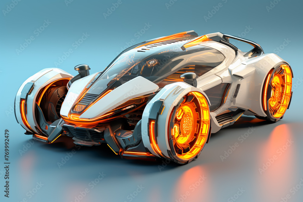Realistic cyberpunk sports car in sliver background. smart futuristic ...