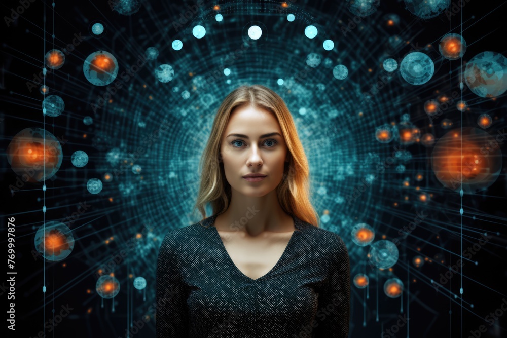 Tech analyst study cyber data chart from corporate system for ...