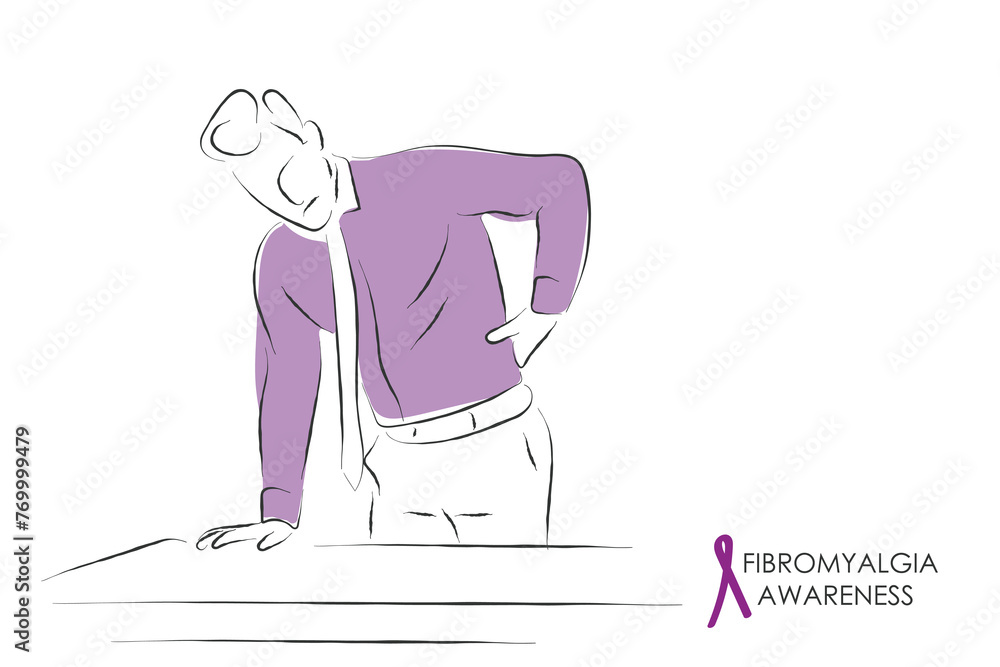 Hand drawn line art vector of Fibromyalgia awareness. Chronic pain and ...