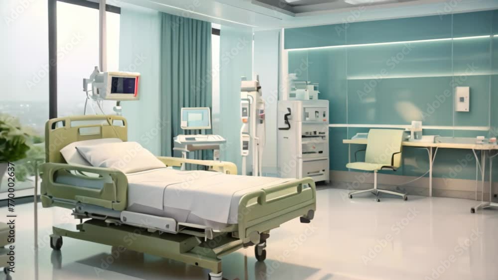 Standard Hospital Room With Bed, Chairs, and Table, Interior of a ...