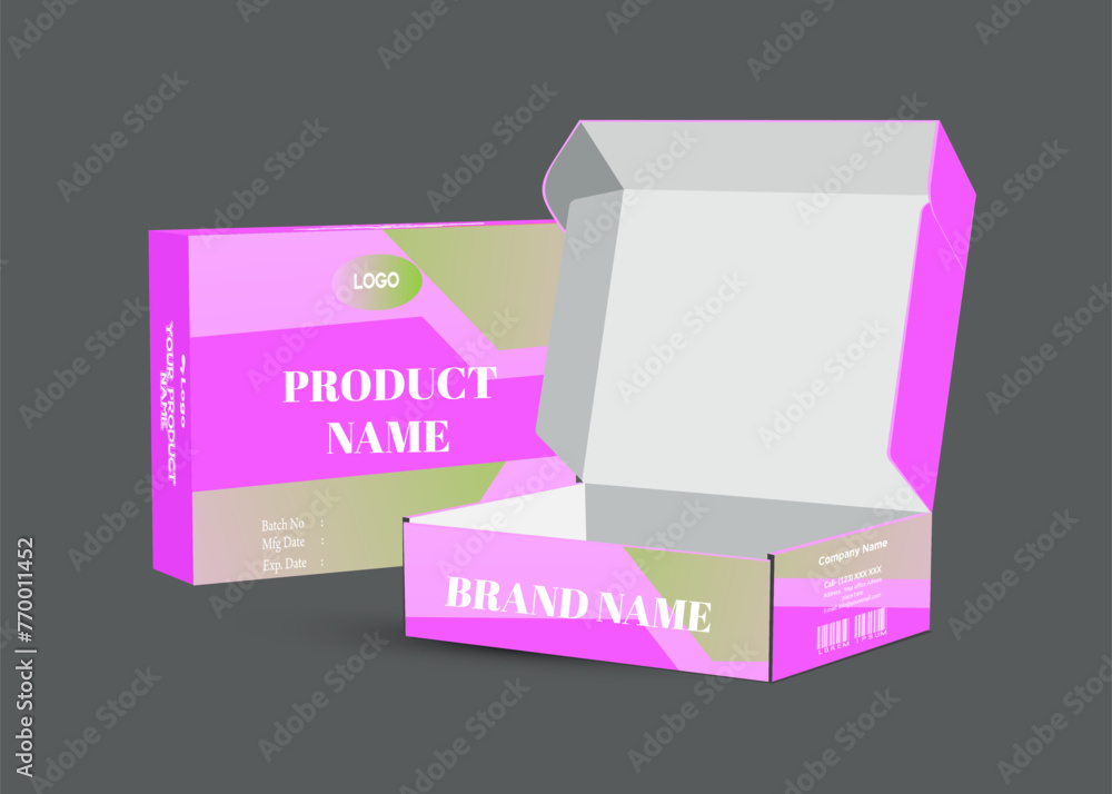 Product Box and label design with mockup template design. Stock Vector ...